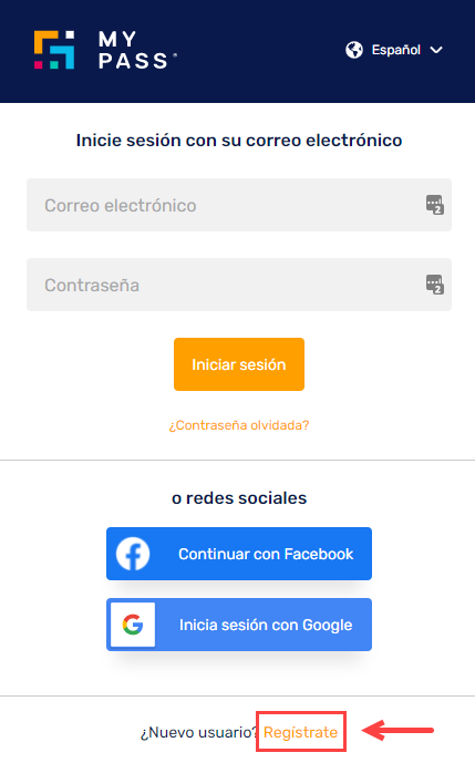 Regístrate – Soporte MyPass Global