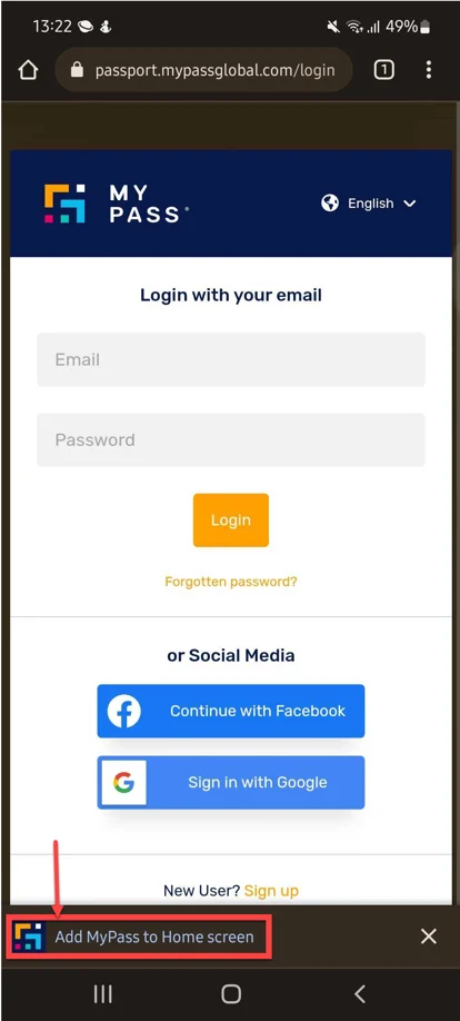 Descarga la aplicación web de MyPass – Soporte MyPass Global