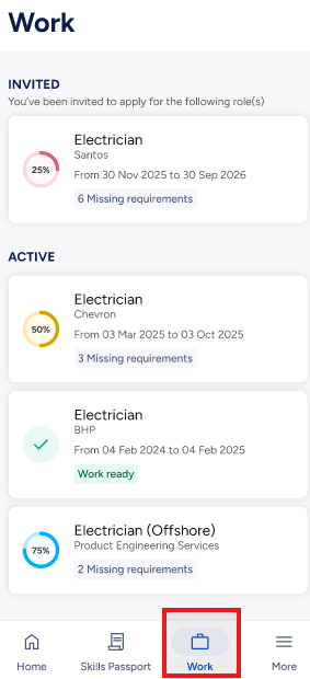 Work Tab Overview – MyPass Global Support