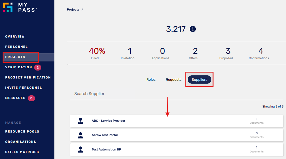 Upload Supplier Documents to a Project – MyPass Global Support