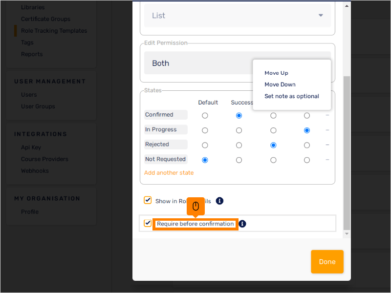 Create a Role Tracking Template – MyPass Global Support