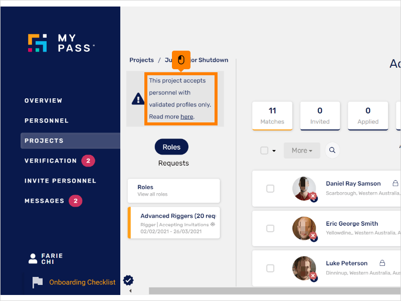 Proponer Personal – Soporte MyPass Global